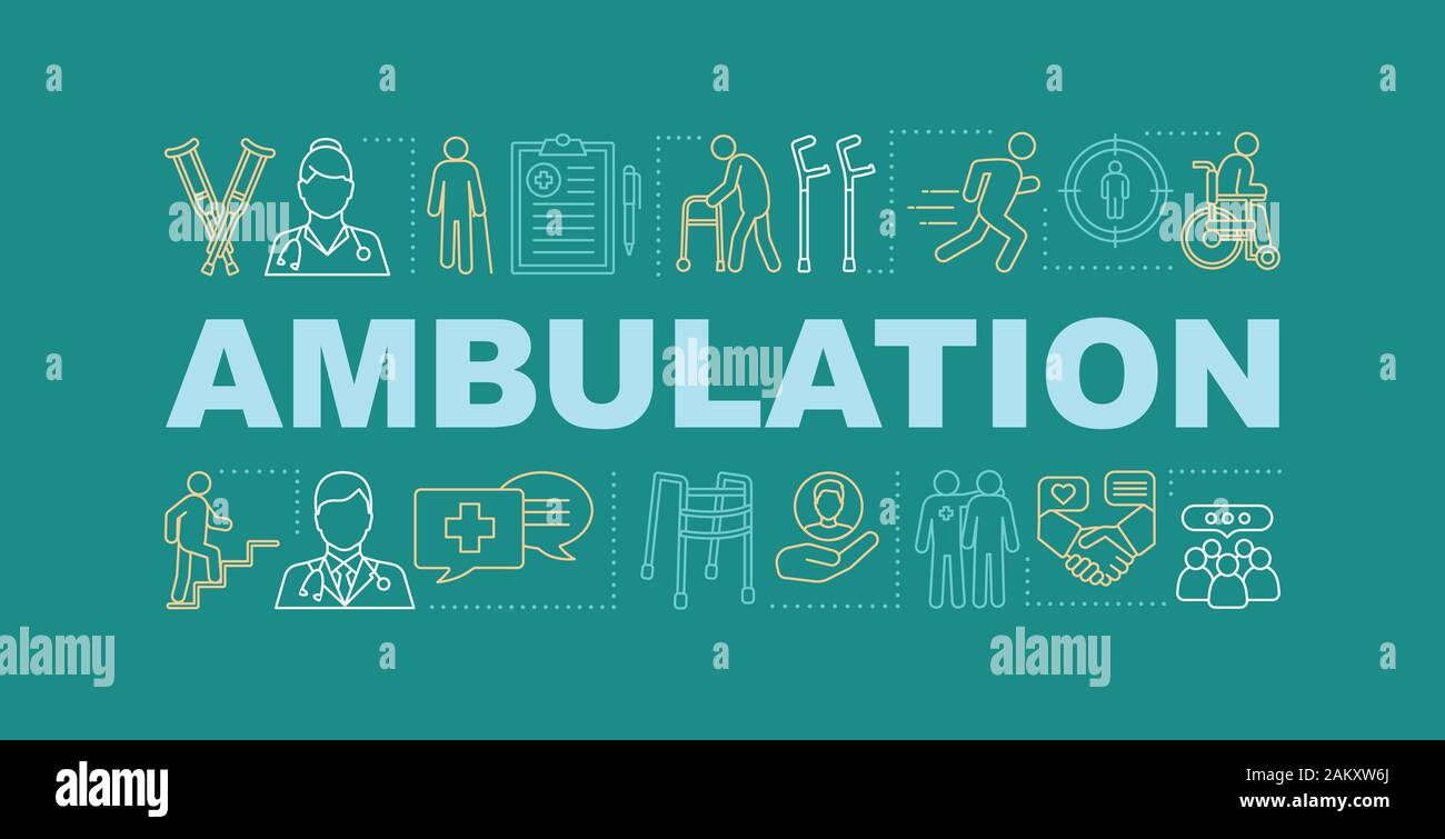 Ambulation word concepts banner. Rehabilitation. Orthopedic treatment ...