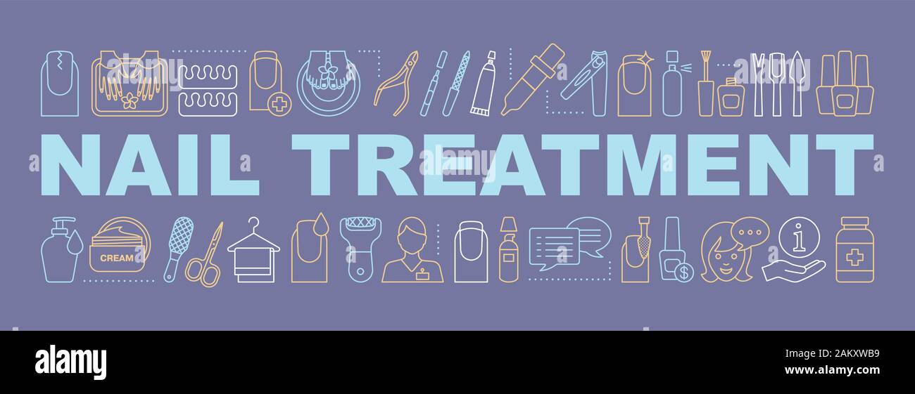 Nail treatment word concepts banner. Manicure, pedicure service. Nail ...
