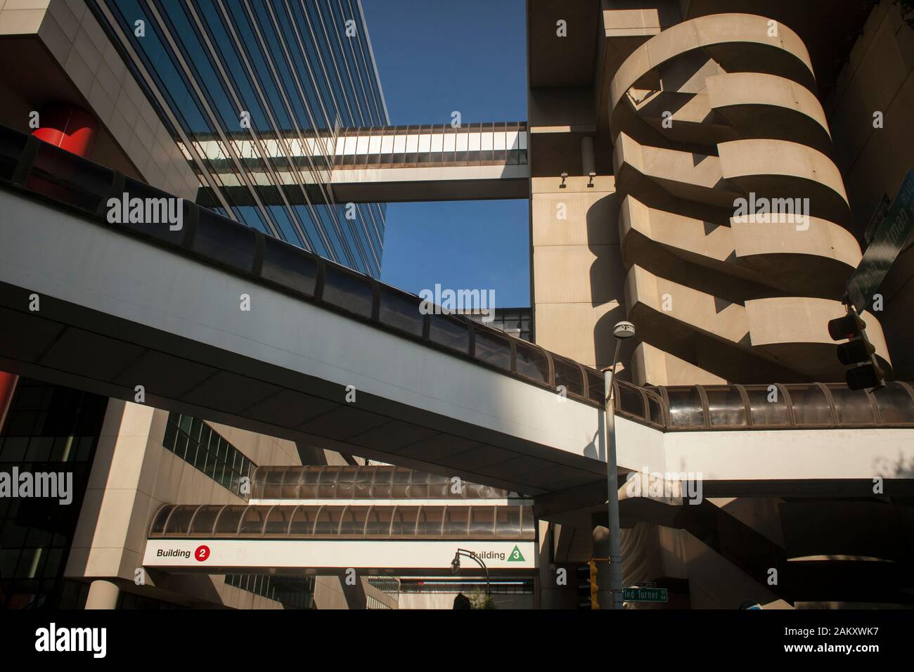 Skyways between Peachtree Center skyscrapers in Ted Turner Dr with John ...