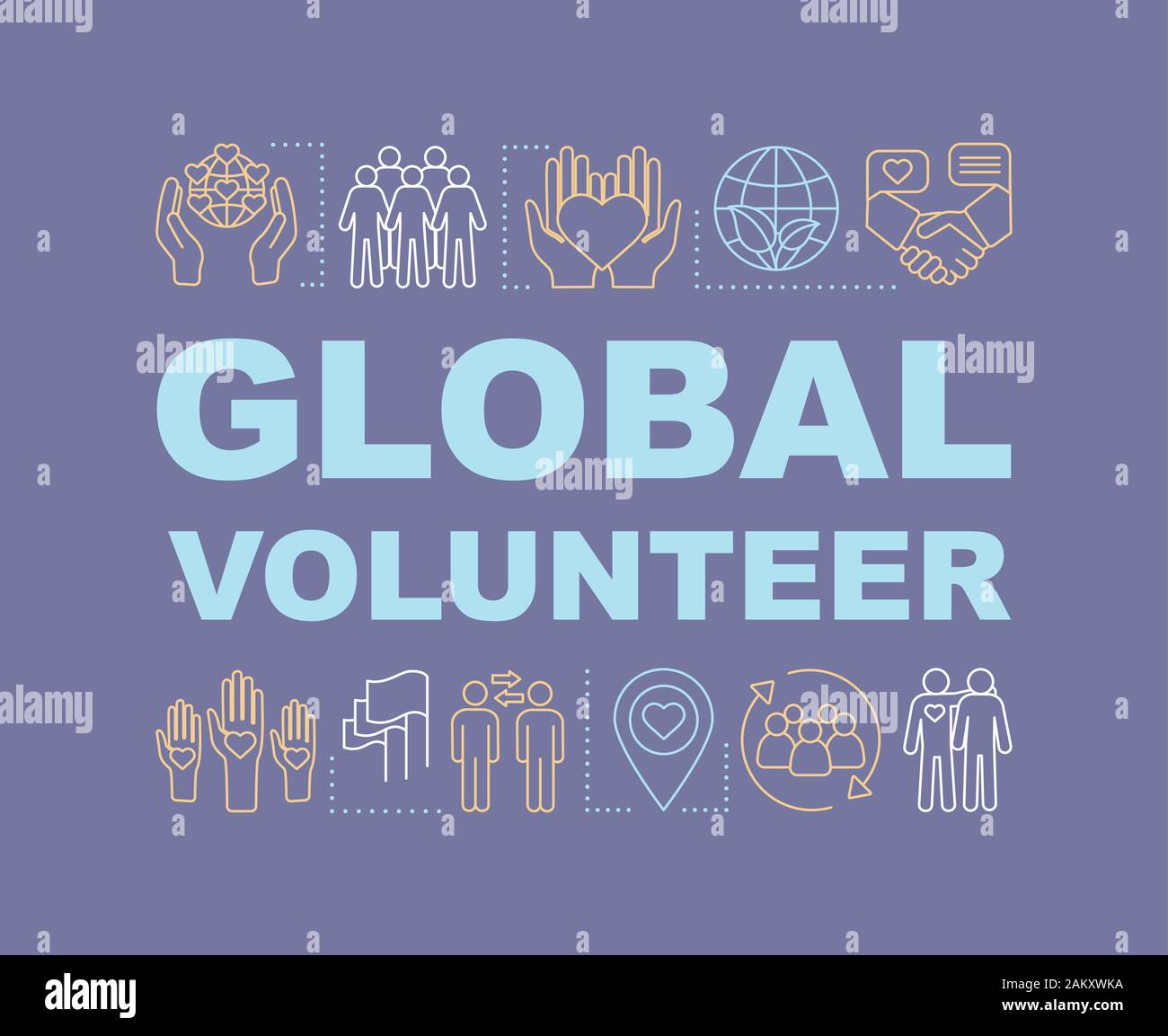 Global volunteer word concepts banner. Philanthropy. Worldwide ...