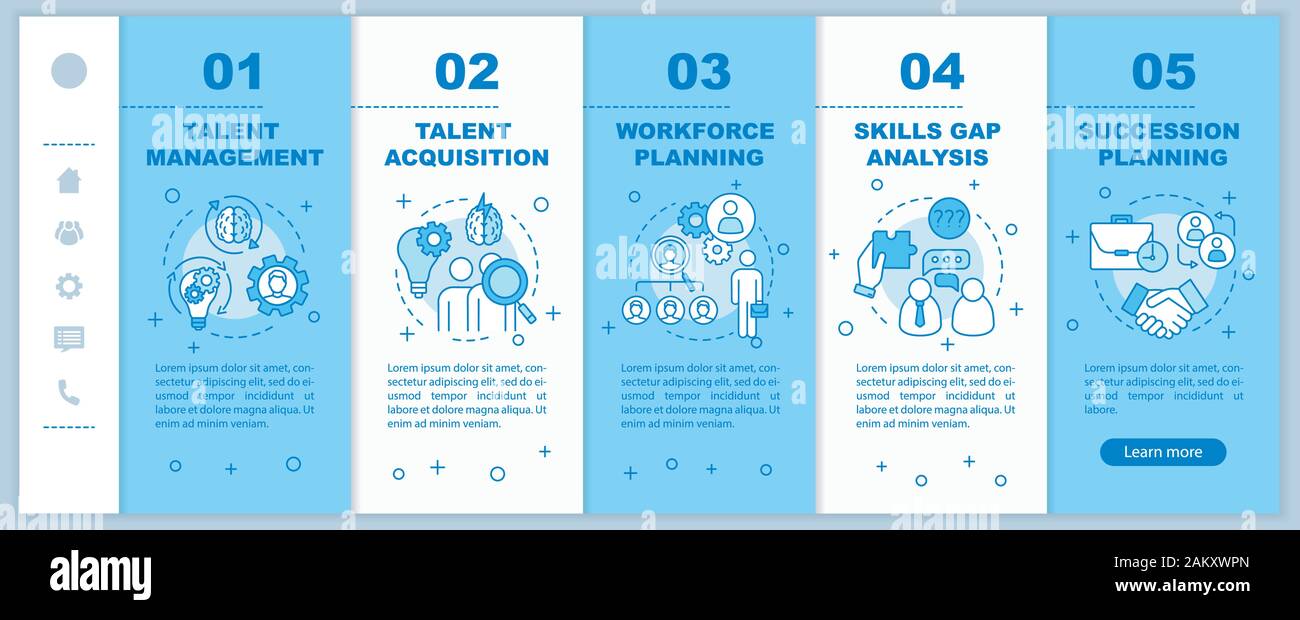 Talent management onboarding mobile web pages vector template. Talent ...