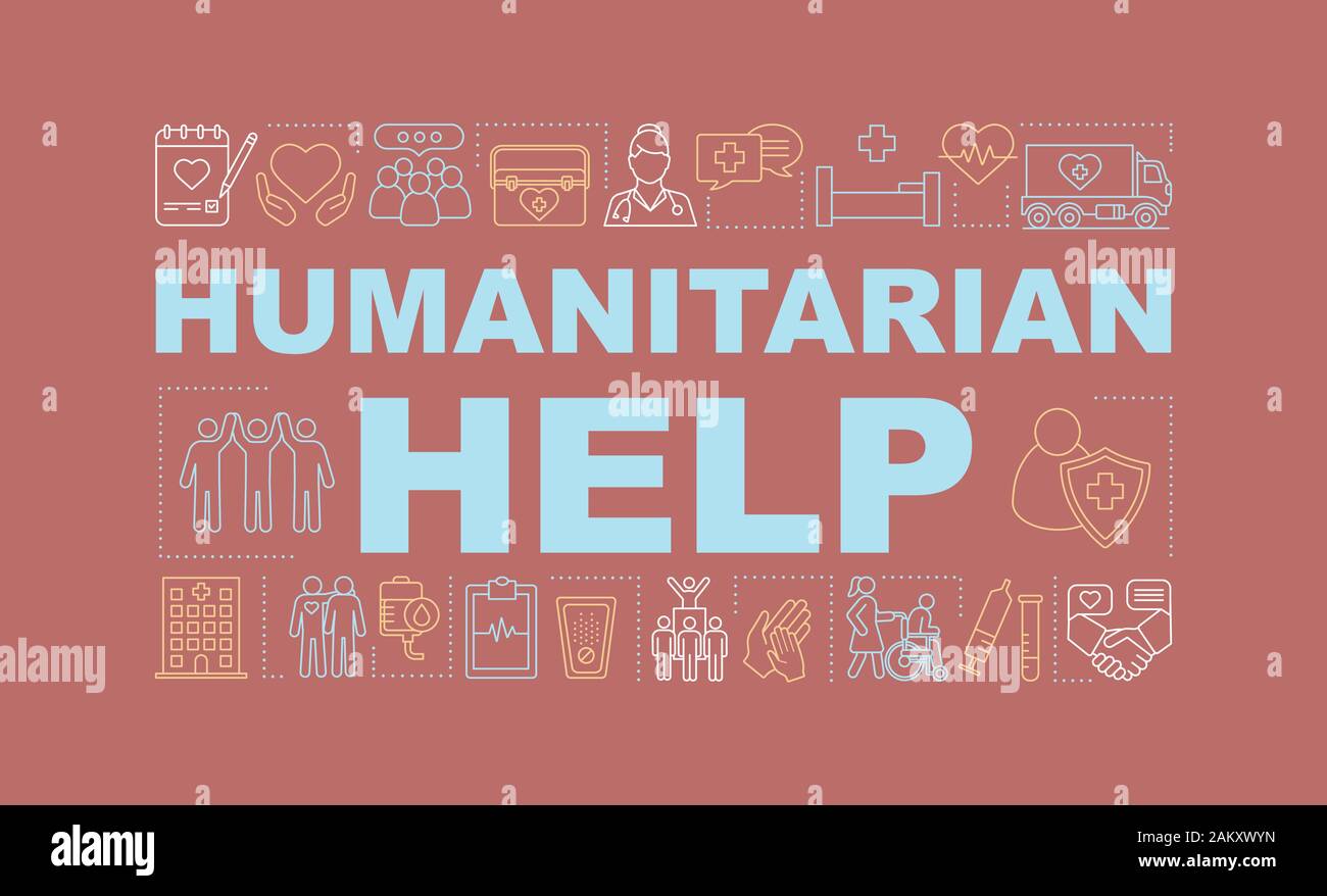 Humanitarian help word concepts banner. Volunteering. Charitable ...