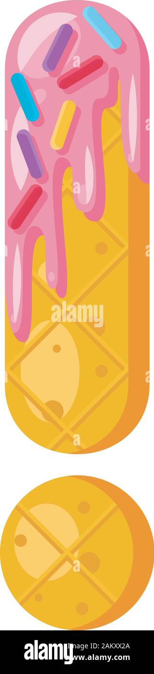 Donut cartoon exclamation mark symbol vector illustration. Biscuit bold ...