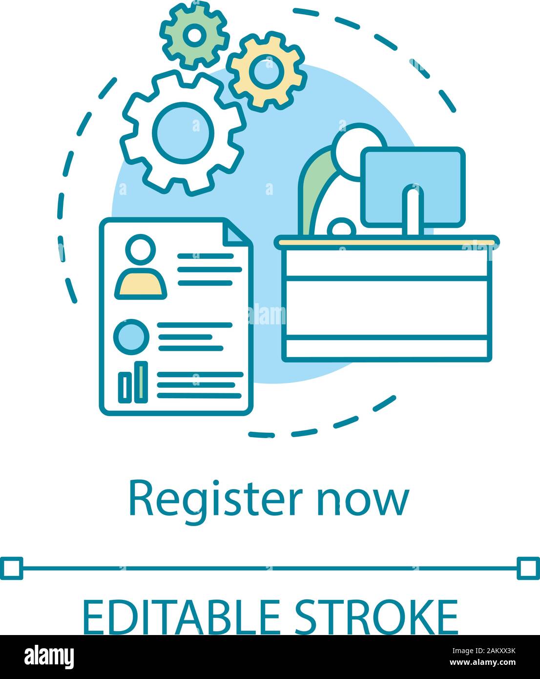 Register now concept icon. Remote work, freelance. Technical support ...