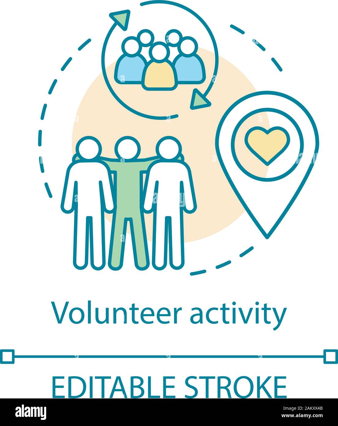 Volunteer activity concept icon. Take action. Charitable foundation ...