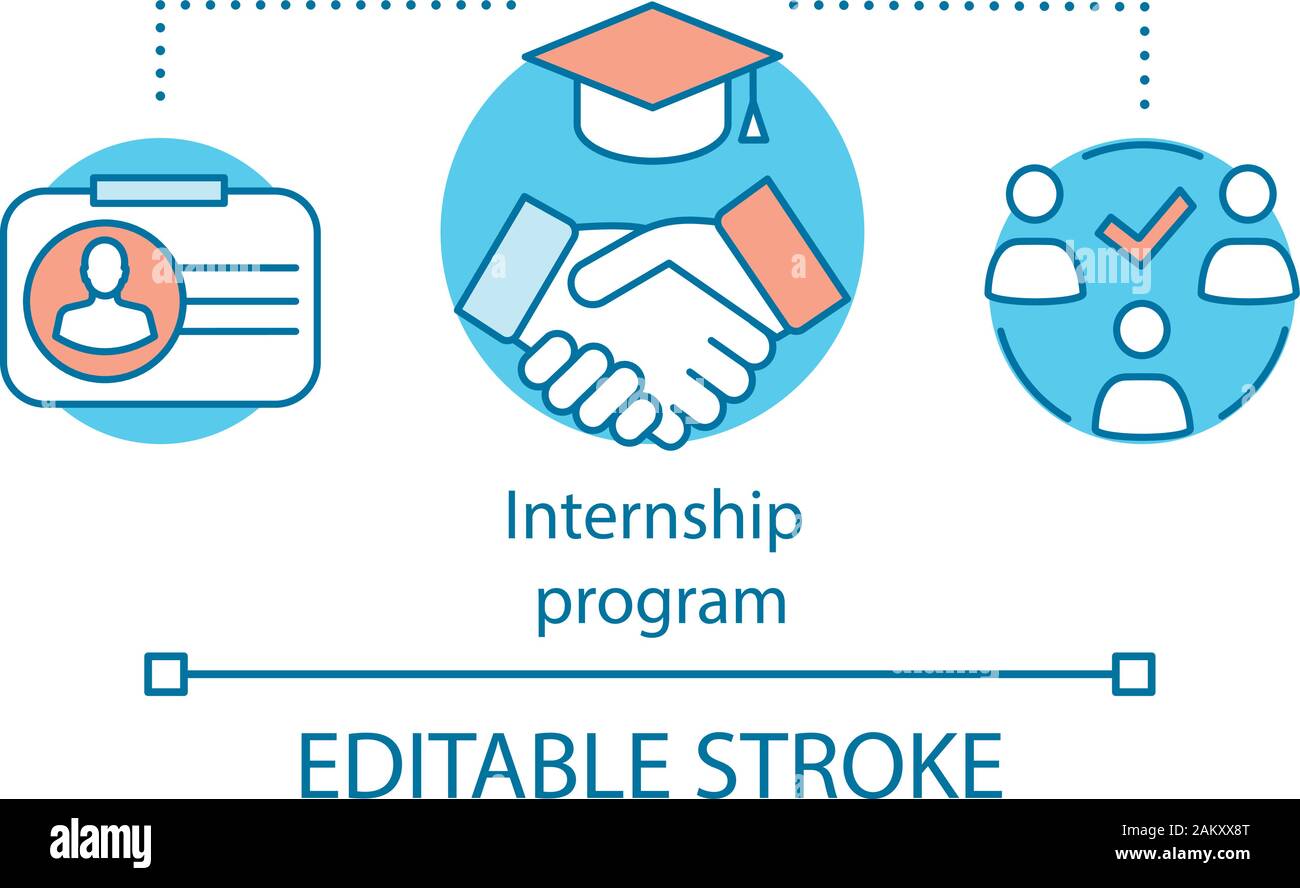 Internship concept icon. Student practice program idea thin line ...