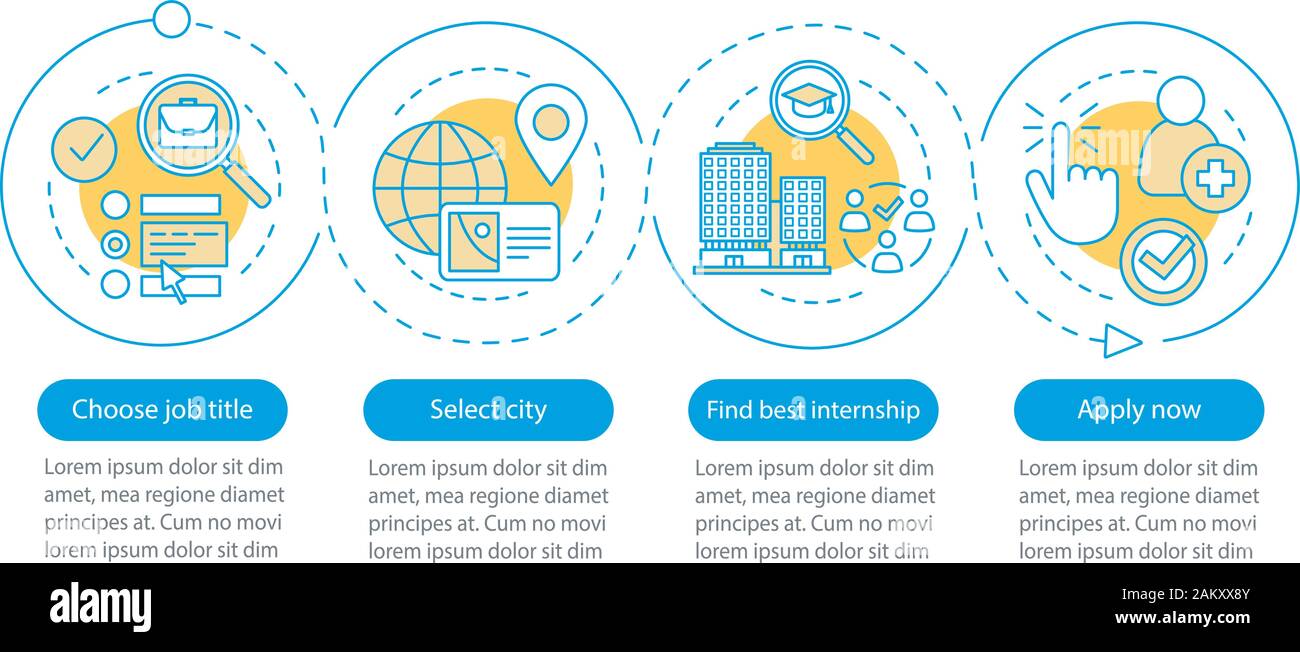 Internship program vector infographic template. Work searching software ...