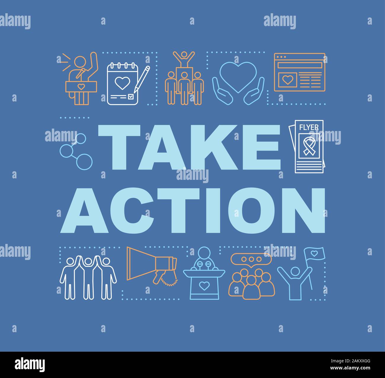 Volunteer action word concepts banner. Charity. Helpfulness. Community ...