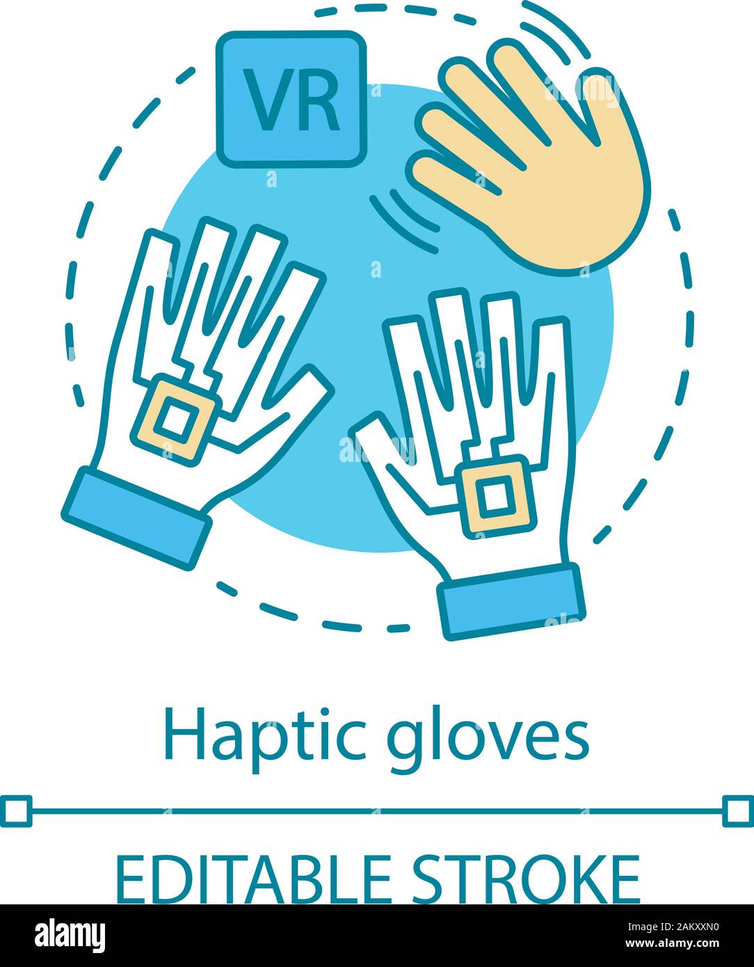 Haptic gloves concept icon. VR gloves. Multi-finger interaction ...
