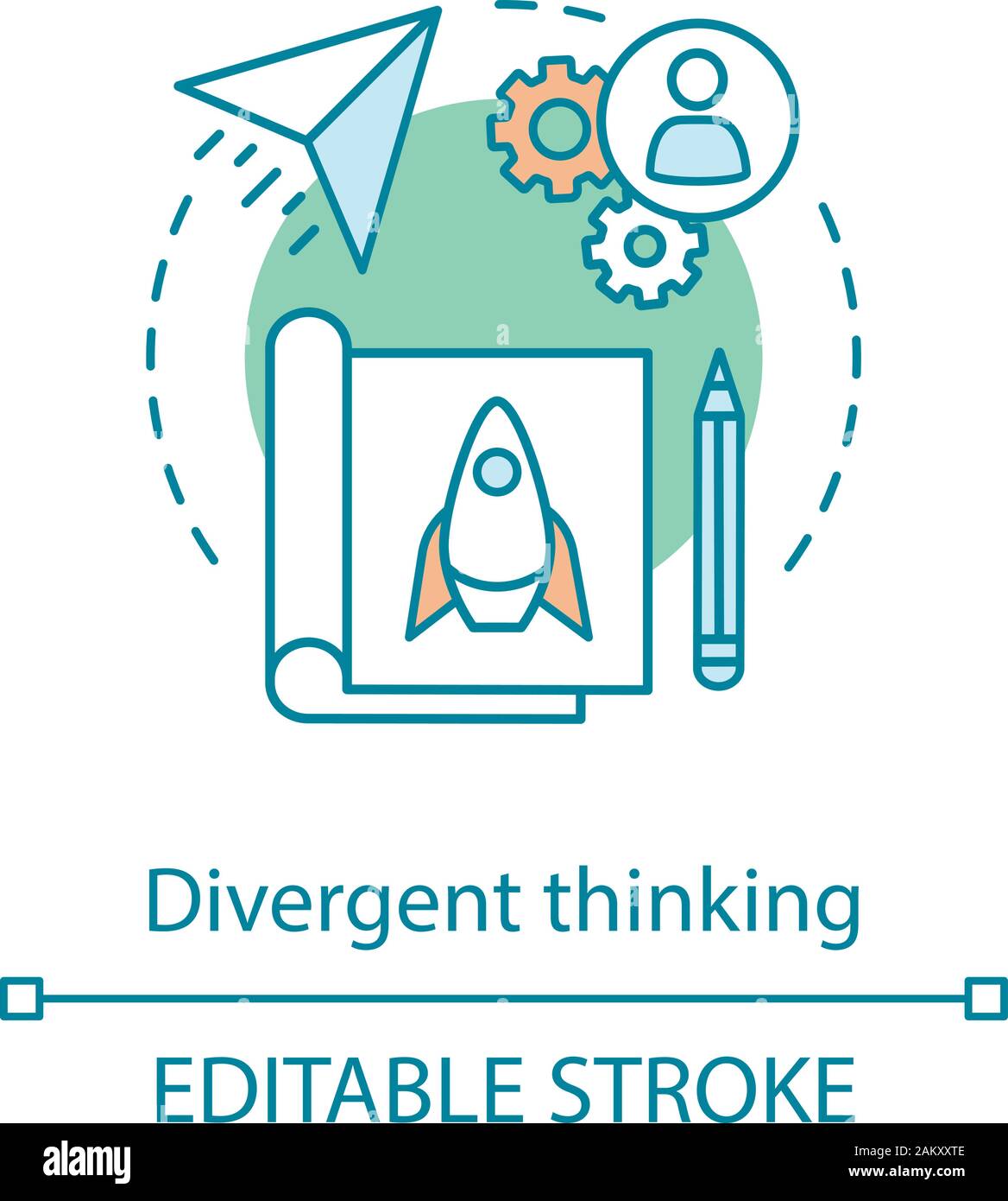 Divergent thinking concept icon. Spontaneous, creative thinking ...