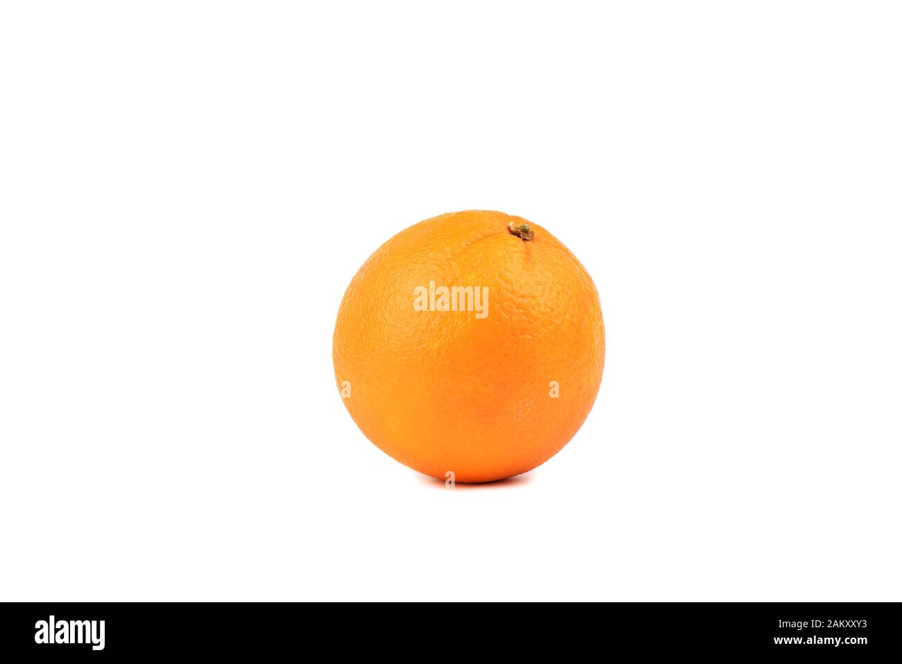 One ripe orange isolated on white background. Unpeeled ripe orange ...