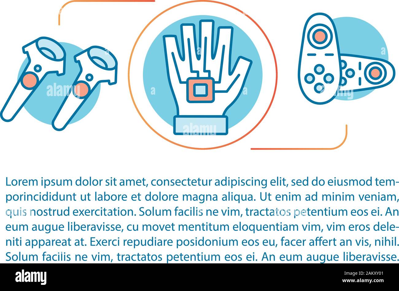 VR motion controllers concept linear illustration. Virtual reality ...