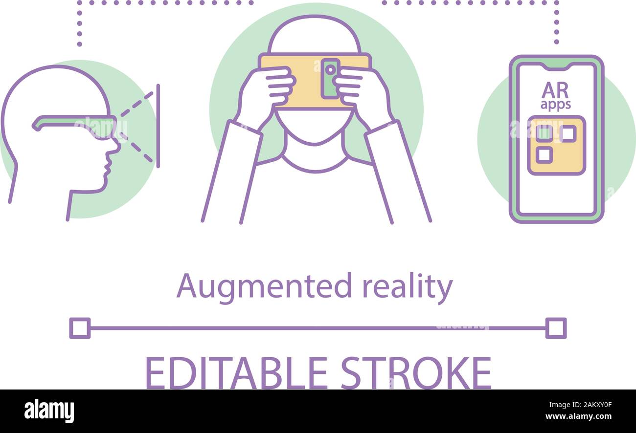 Augmented reality concept icon. Digital interactive technologies. AR ...