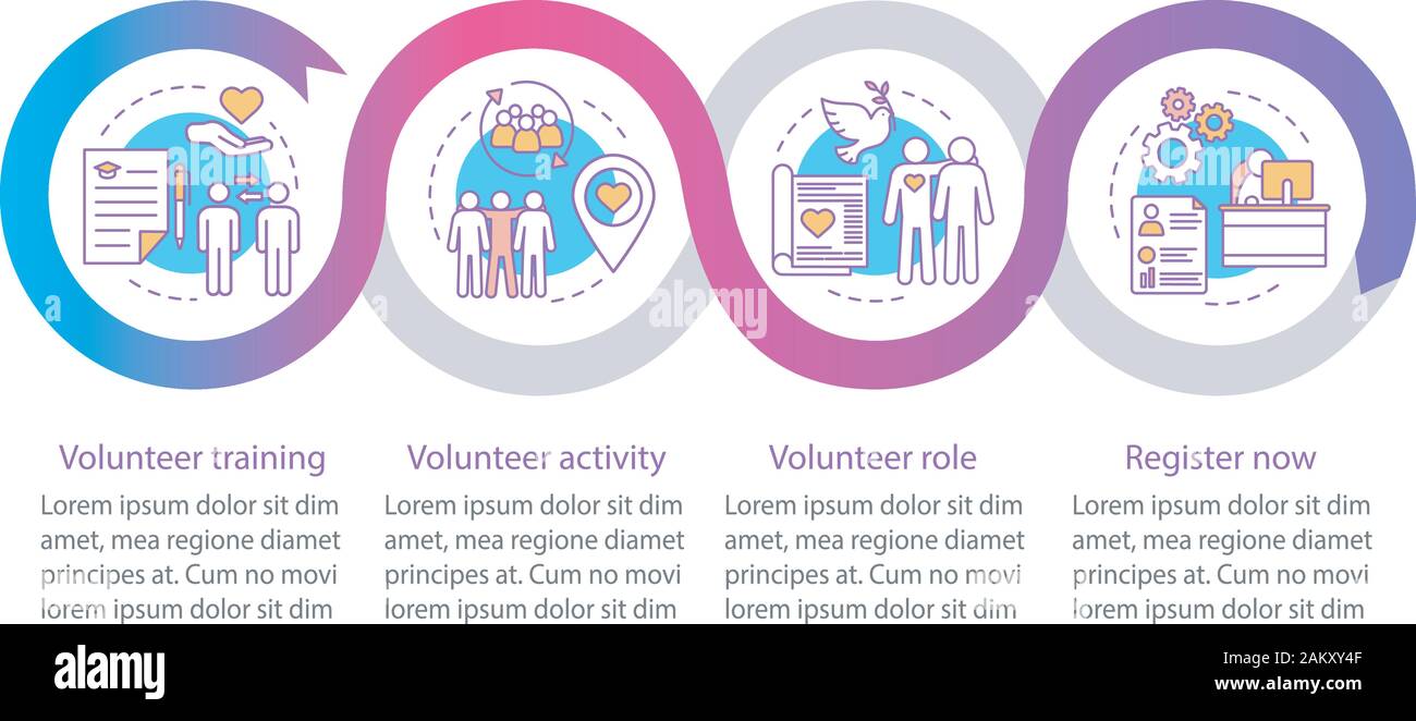 Volunteer becoming vector infographic template. Volunteer service ...