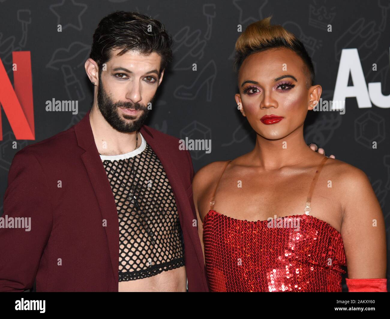 January 9, 2020, Hollywood, CA, USA: Jerwin Monje and RJ Aguiar attends Netflix's ''AJ And The ...