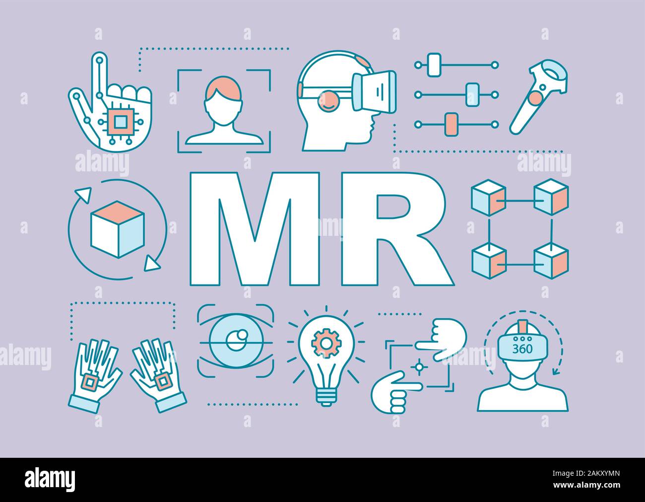 Mixed reality word concepts banner. Augmented, extended reality ...