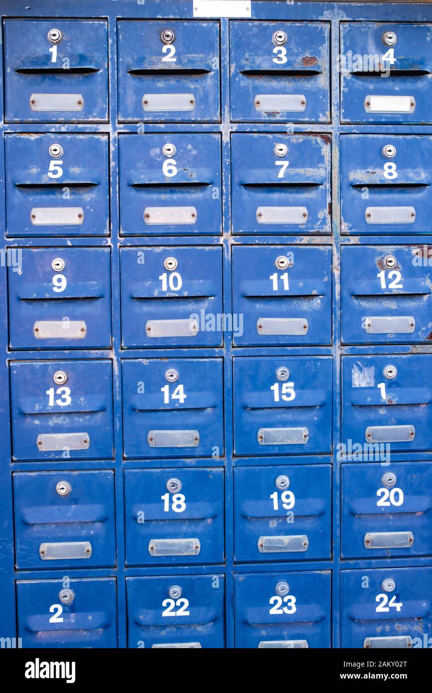Set of old numbered mailboxes Stock Photo - Alamy