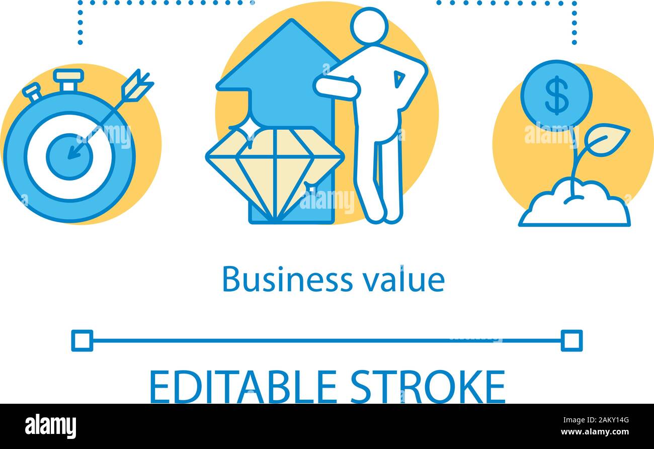 Business value concept icon. Company benefits idea thin line ...
