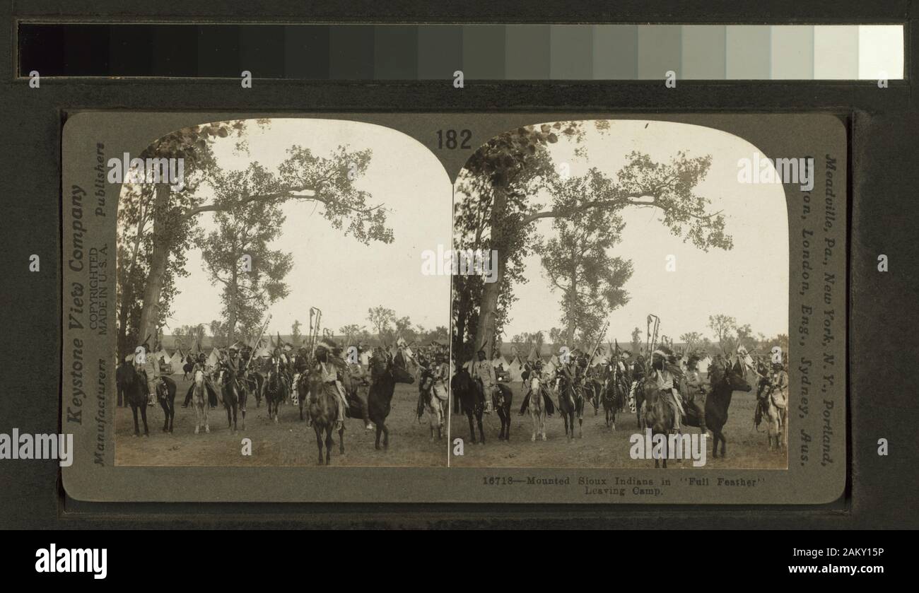 Sioux Indians in 'Full Feather' leaving camp, Nebraska Sioux Indians in ...