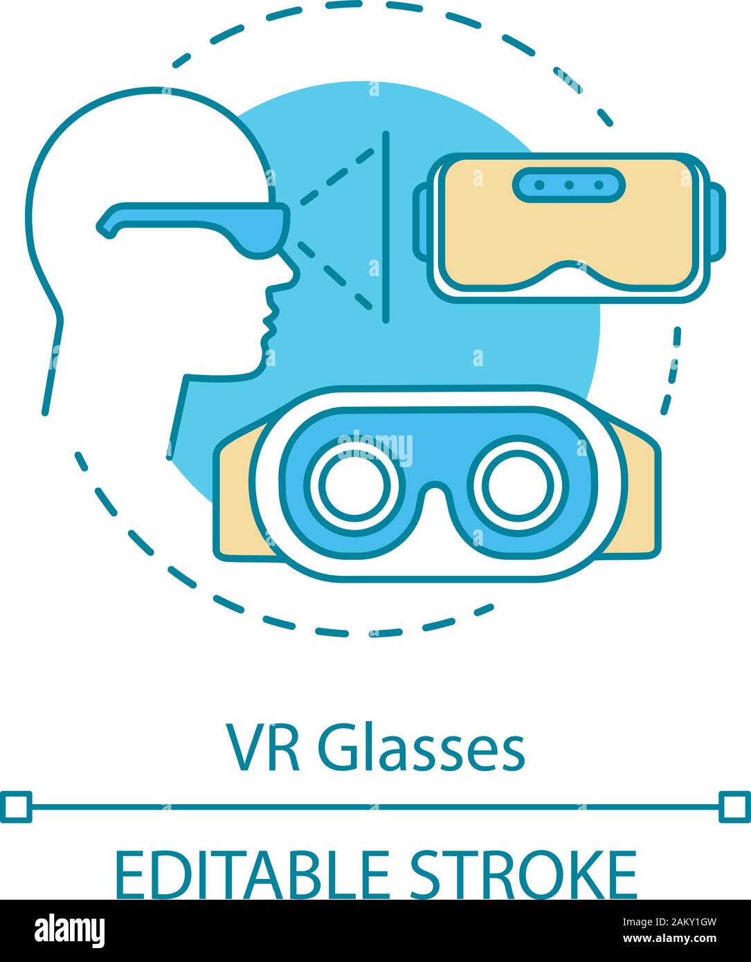 VR glasses concept icon. Head-mounted display. Stereoscopic 3d device ...