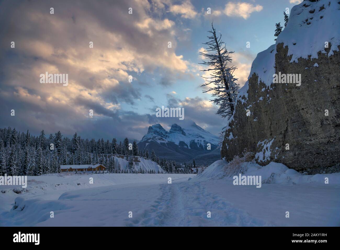 Three Sisters in the sunset Stock Photo - Alamy