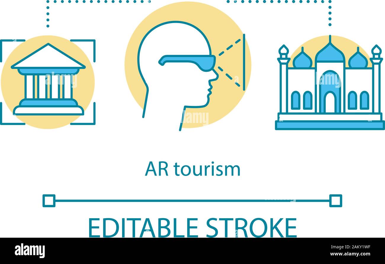 AR tourism concept icon. Visual tour guide and navigation. Interactive ...