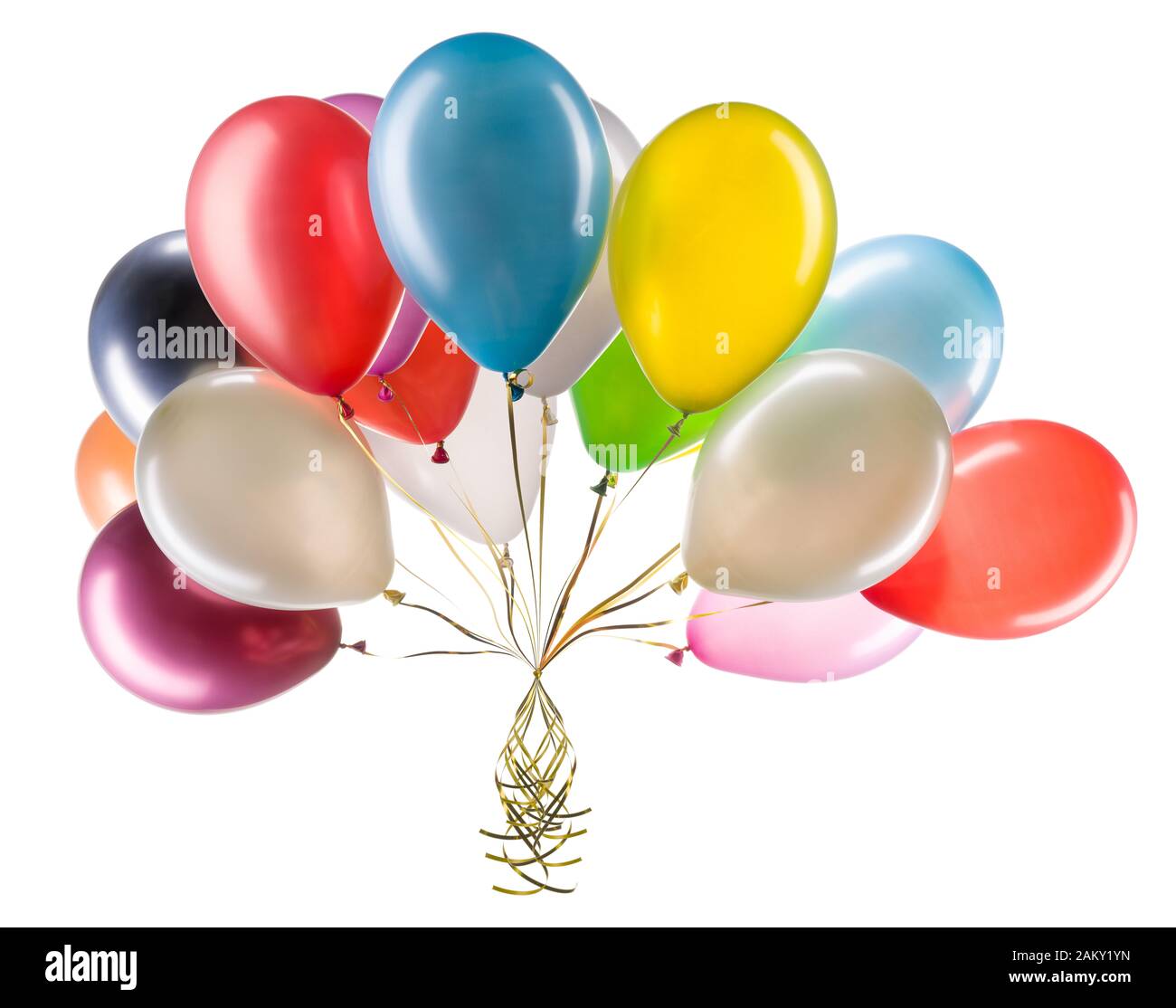 Set of multicolored helium balloons with clipping path. Element of ...