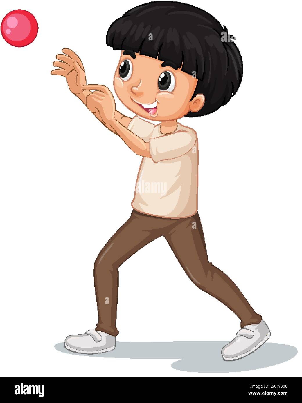 Boy throwing ball on white background illustration Stock Vector Image ...