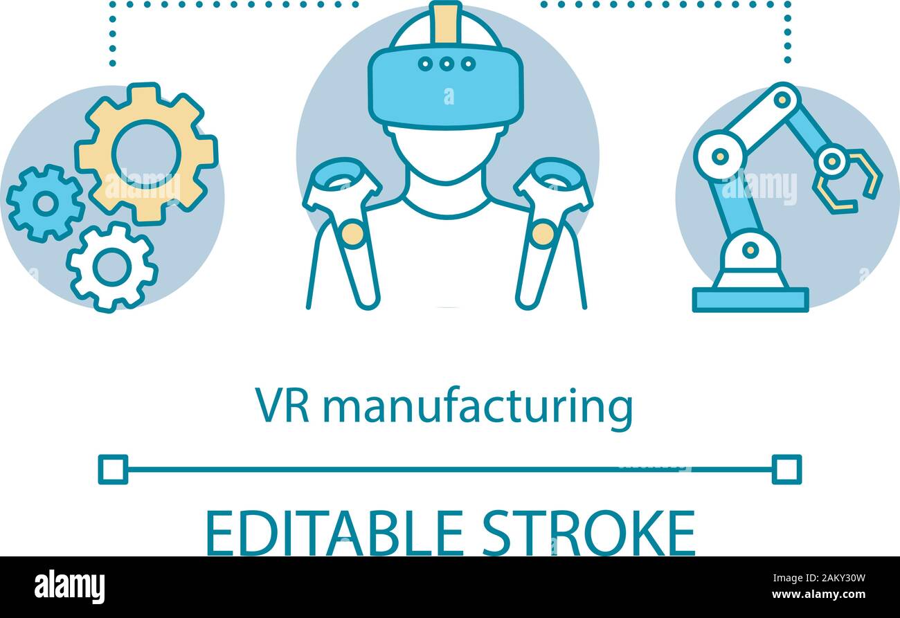 VR manufacturing concept icon.Smart industry. Robotics and ...