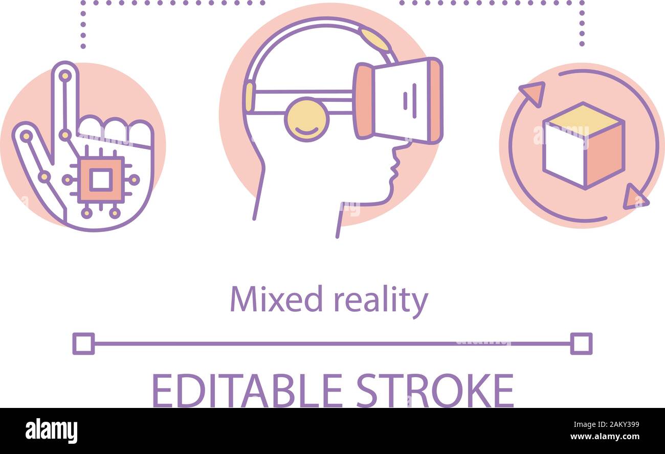 Mixed reality concept icon. Devices for digital environment. Virtual ...