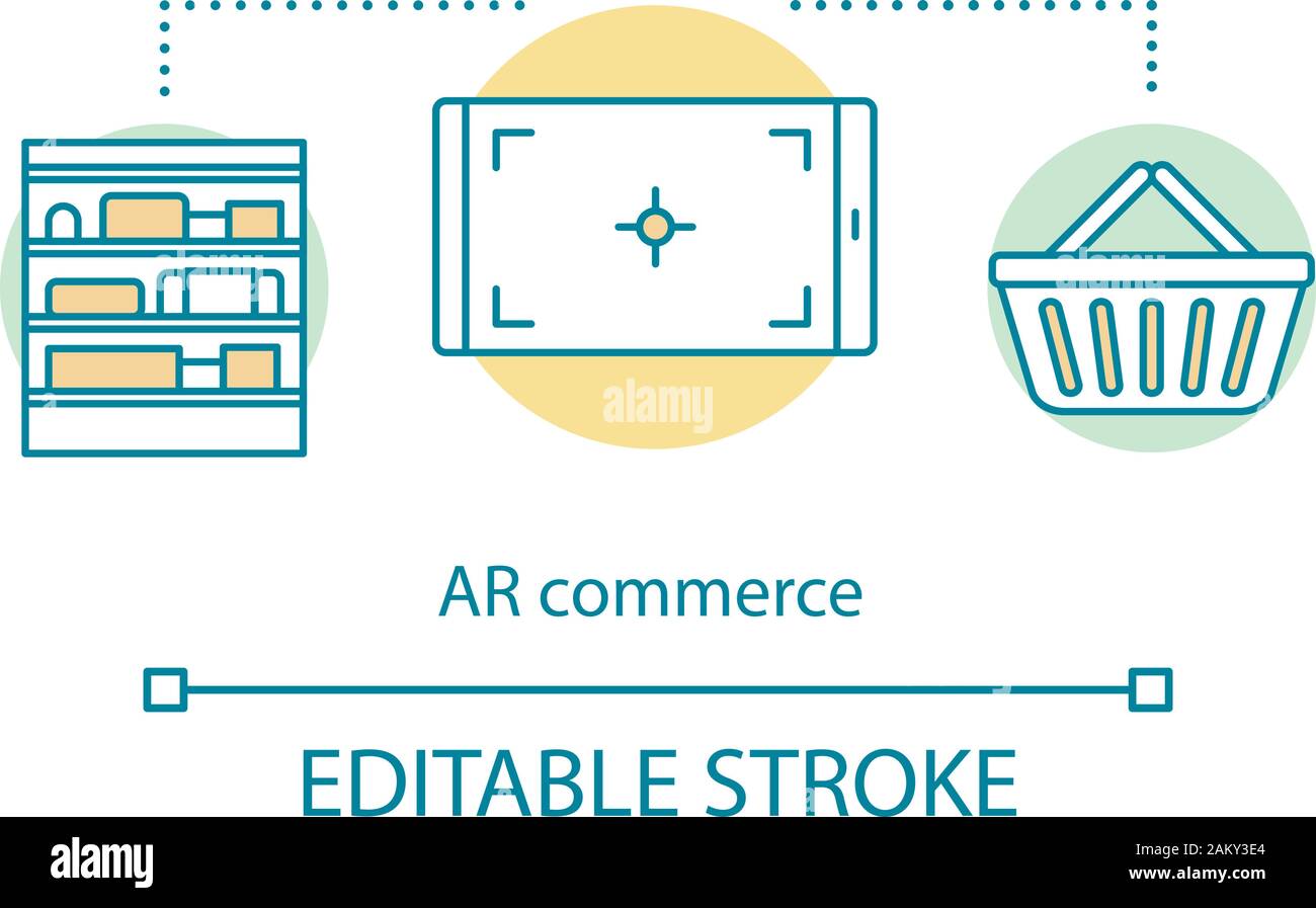 AR commerce concept icon. Virtual marketplace. E-commerce purchase. VR ...