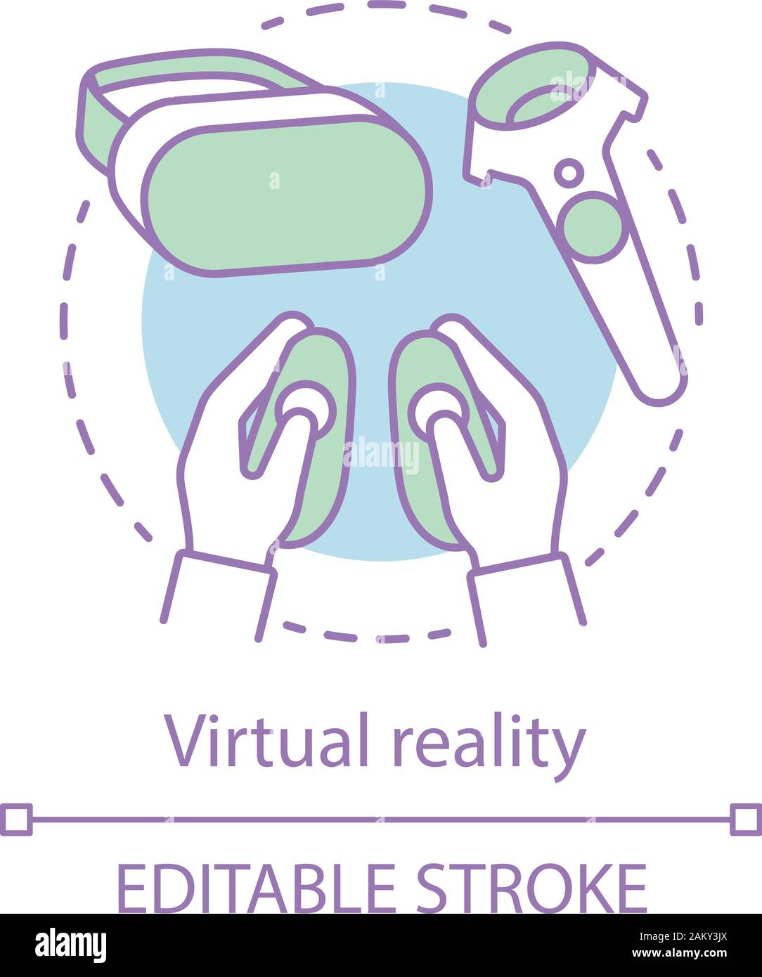 Virtual reality concept icon. VR mask set, gamepad, console ...