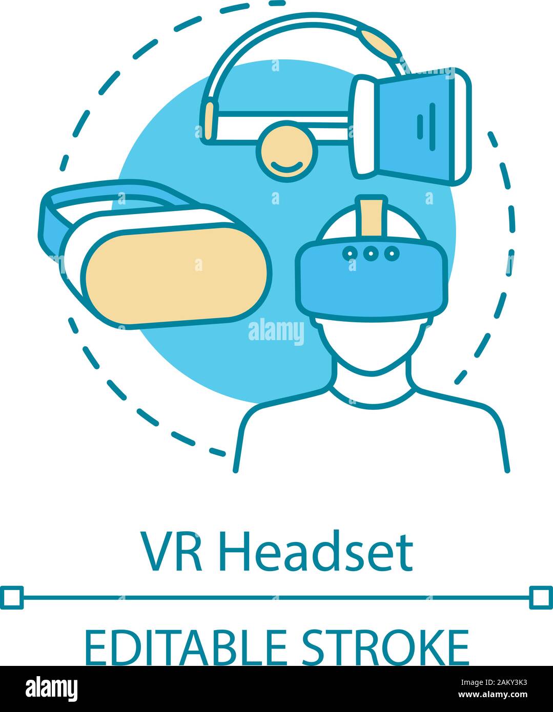 VR headset concept icon. Virtual reality device. Stereoscopic head ...