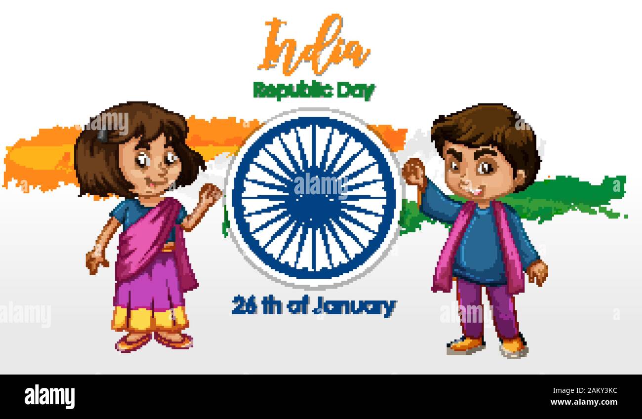 India republic day poster design with happy kids illustration Stock ...