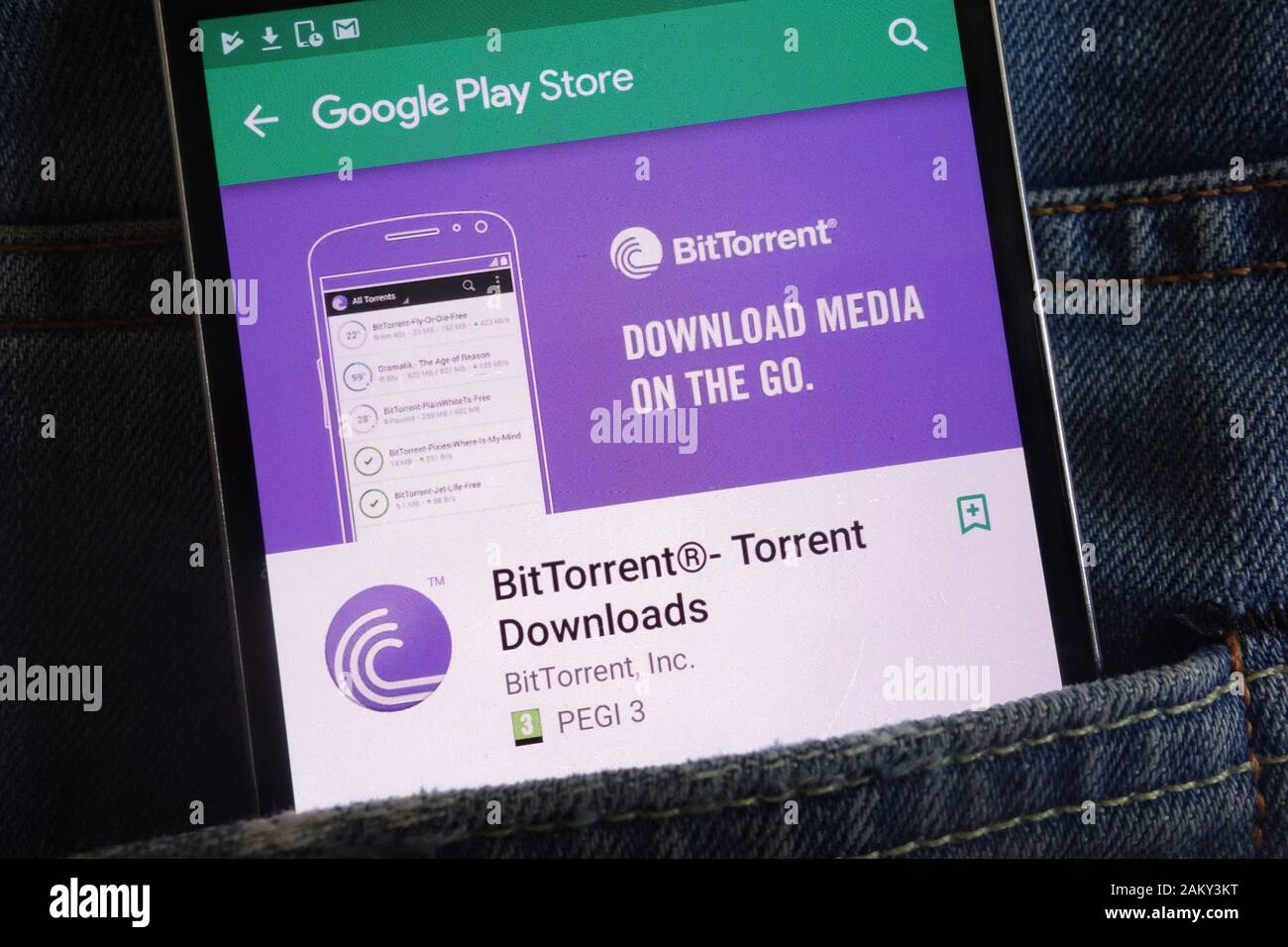 BitTorrent app on Google Play Store website displayed on smartphone ...