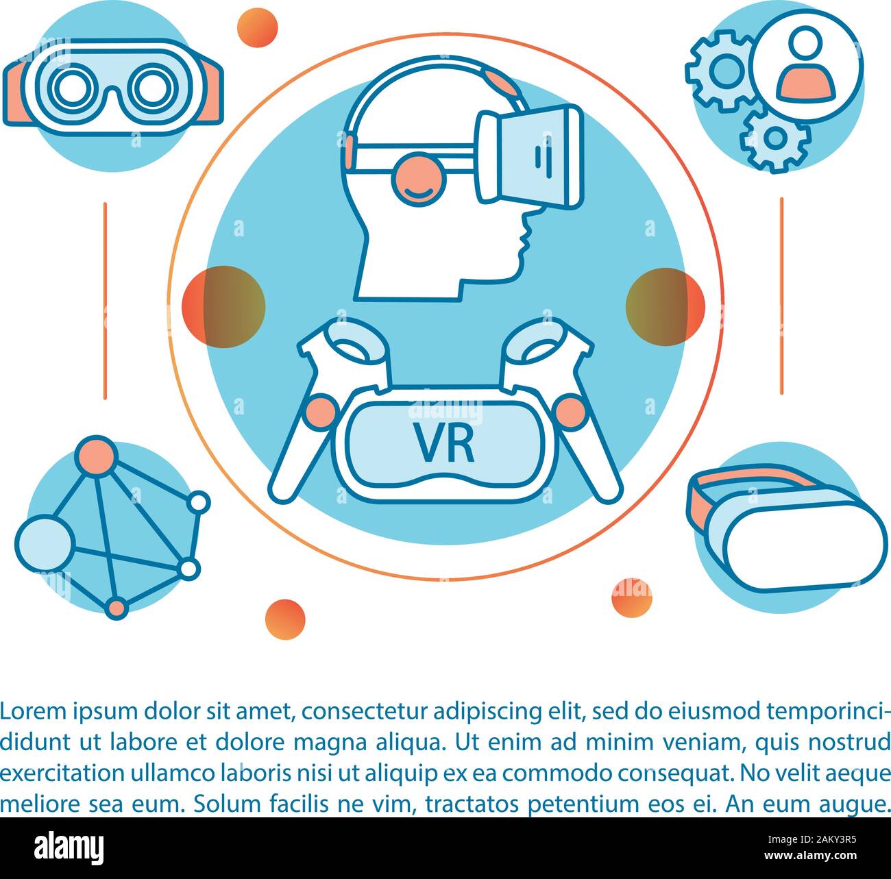 VR concept linear illustration. Virtual reality environment. VR ...