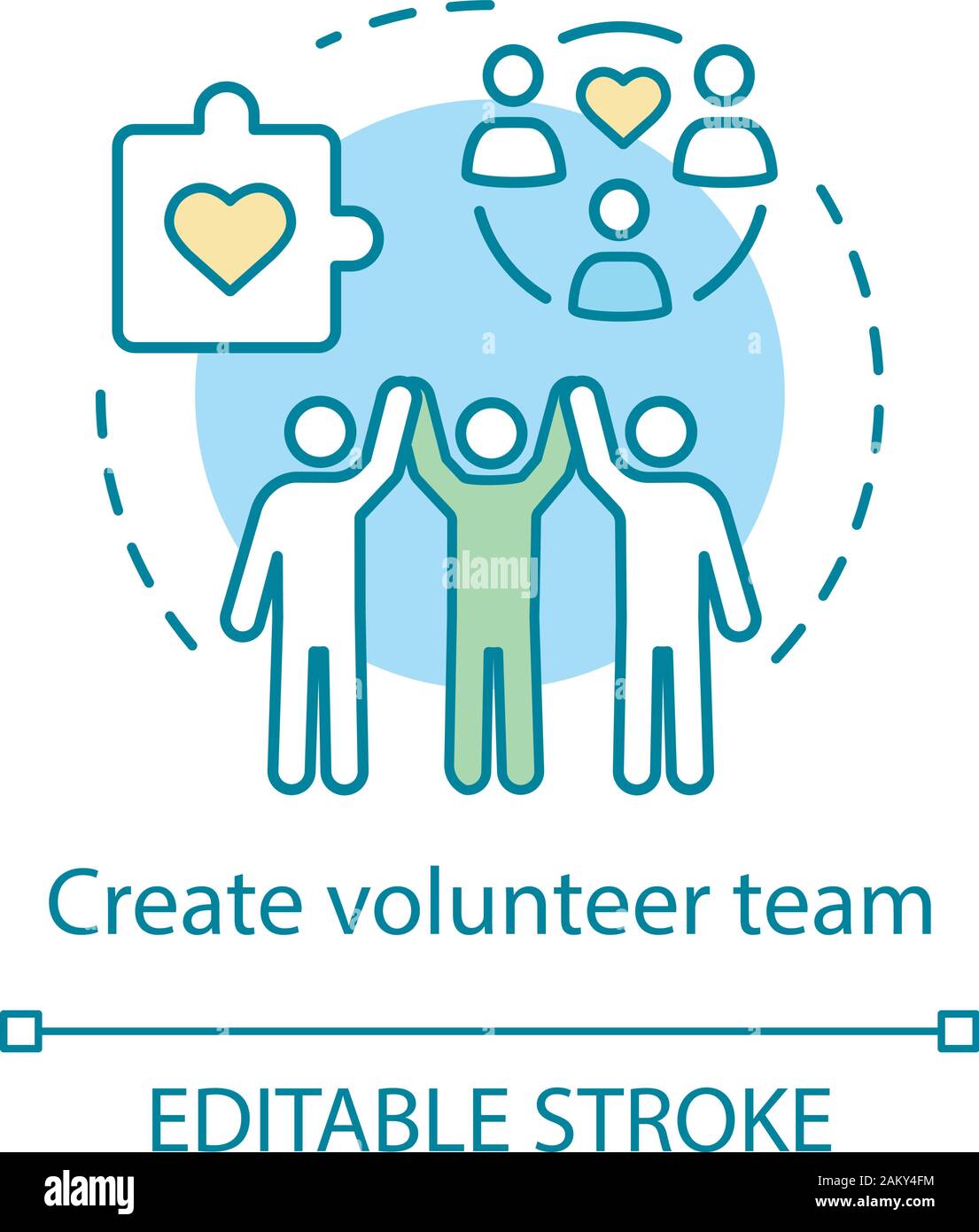 Create volunteer team concept icon. Charitable foundation. Volunteering ...