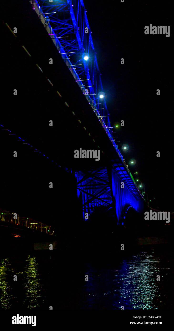 Mahakam bridge with beautiful lights, Samarinda Stock Photo - Alamy