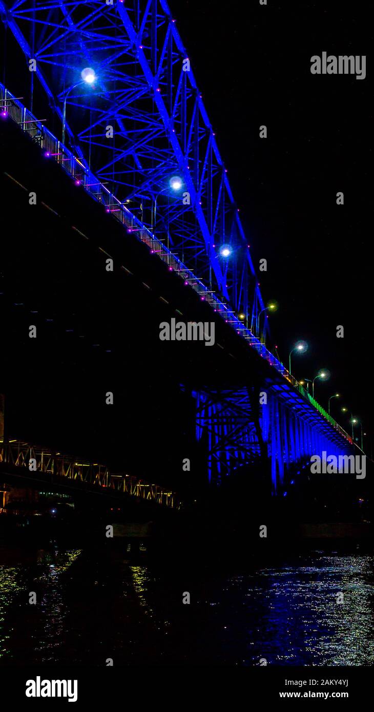 Mahakam bridge with beautiful lights, Samarinda Stock Photo - Alamy