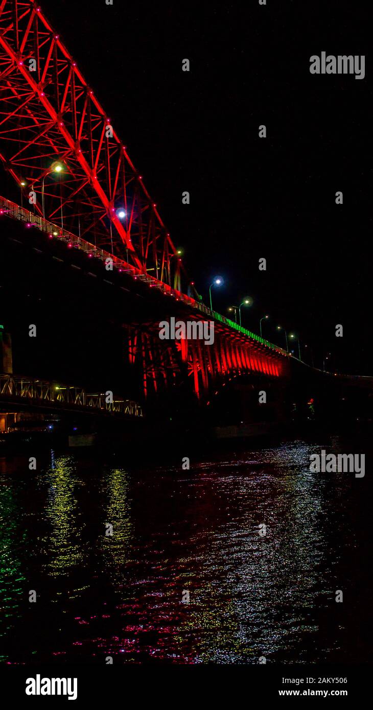 Mahakam bridge with beautiful lights, Samarinda Stock Photo - Alamy