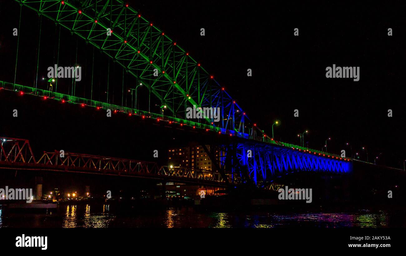 Mahakam bridge with beautiful lights, Samarinda Stock Photo - Alamy