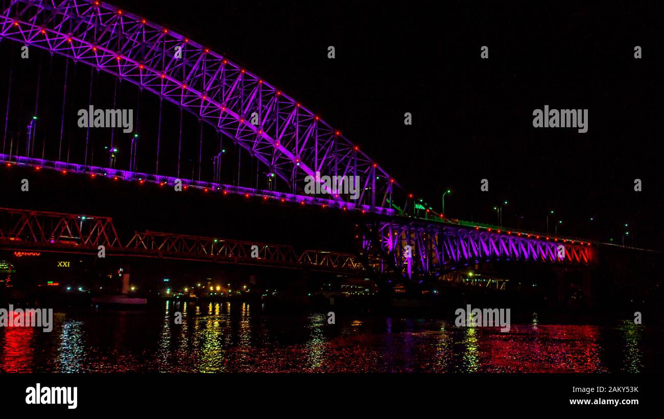 Mahakam bridge with beautiful lights, Samarinda Stock Photo - Alamy