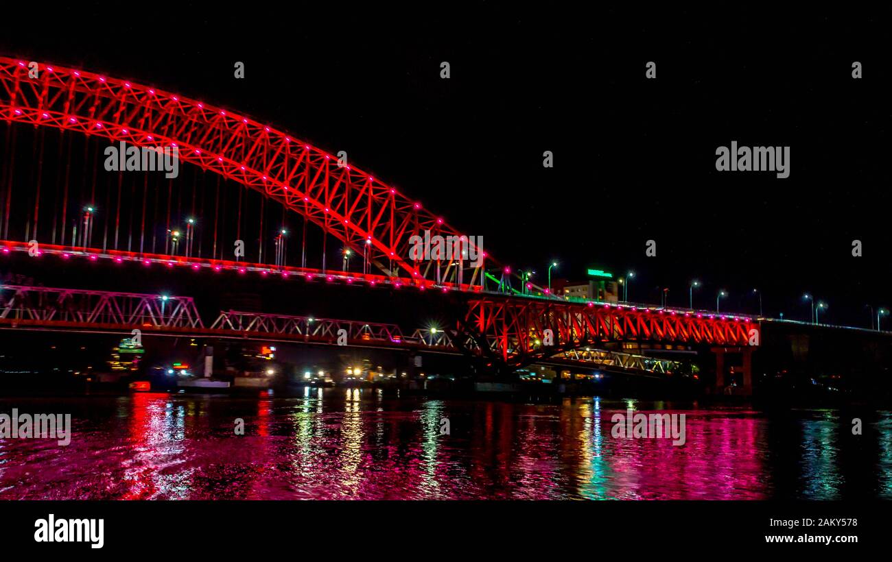 Mahakam bridge with beautiful lights, Samarinda Stock Photo - Alamy