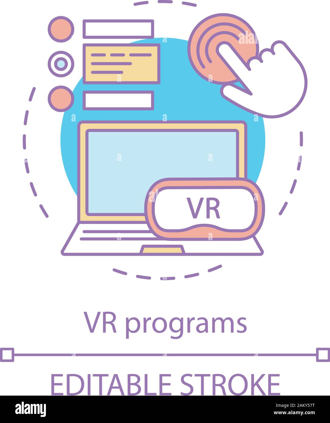 VR programs concept icon. Development VR software. AR technologies ...