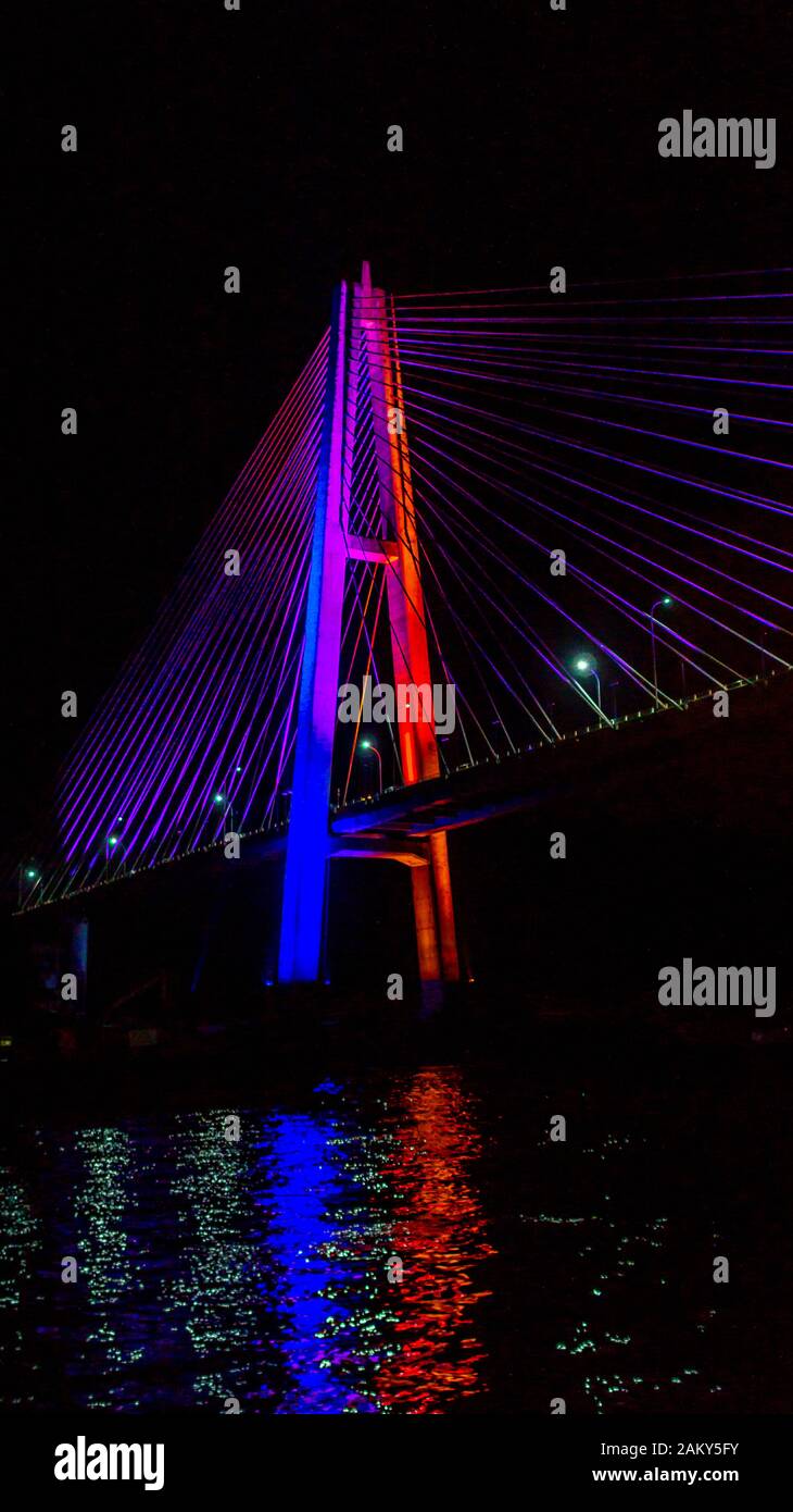 Mahkota bridge with beautiful lights, Samarinda Stock Photo - Alamy