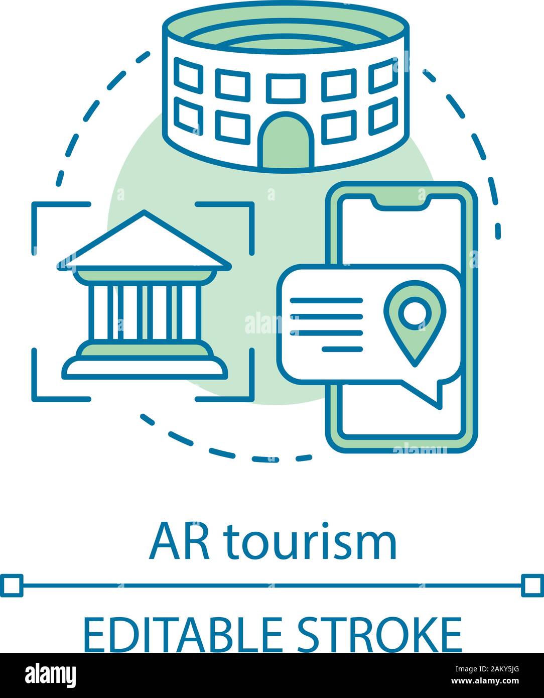 AR tourism concept icon. Interactive hotels. Visual tour guides and ...