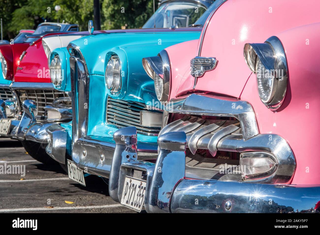 Colorful classic American cars from the 1950s , Havana, Cuba Stock ...