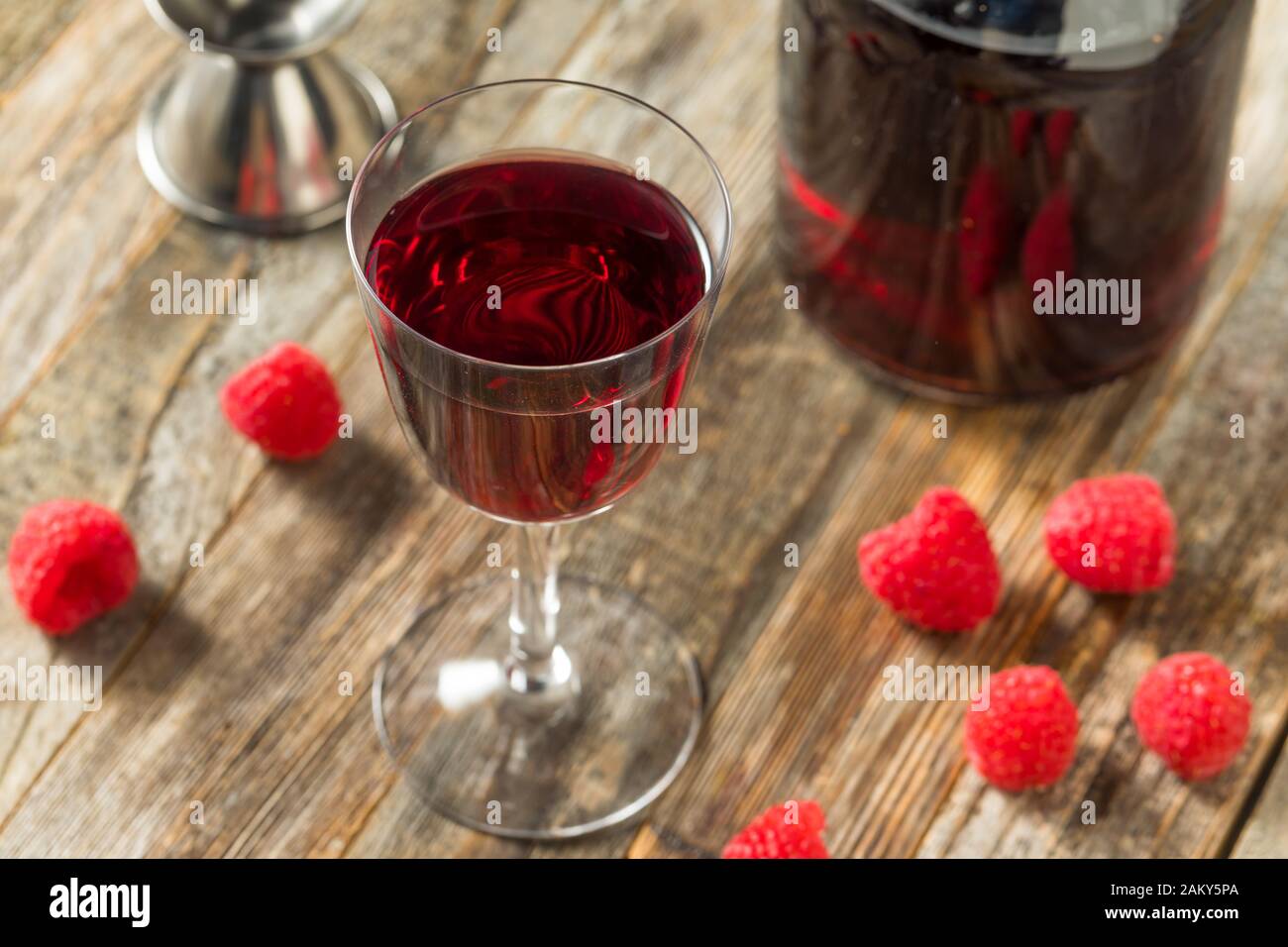 Red Organic Raspberry Liqueur in a Glass Stock Photo - Alamy
