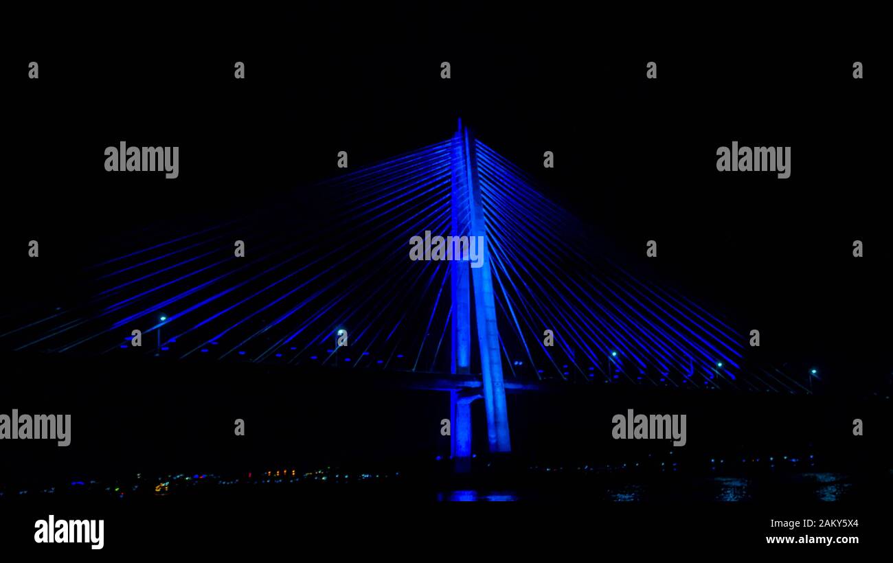 Mahkota bridge with beautiful lights, Samarinda Stock Photo - Alamy