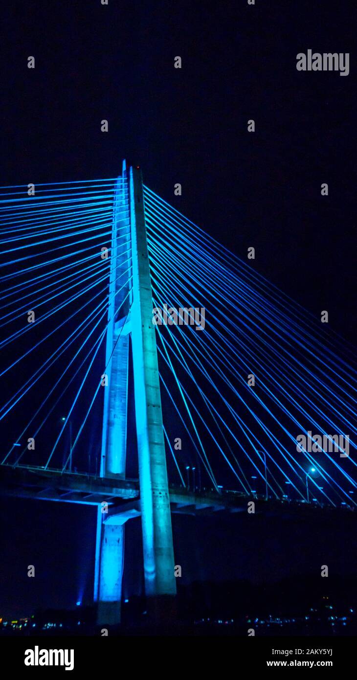 Mahkota bridge with beautiful lights, Samarinda Stock Photo - Alamy